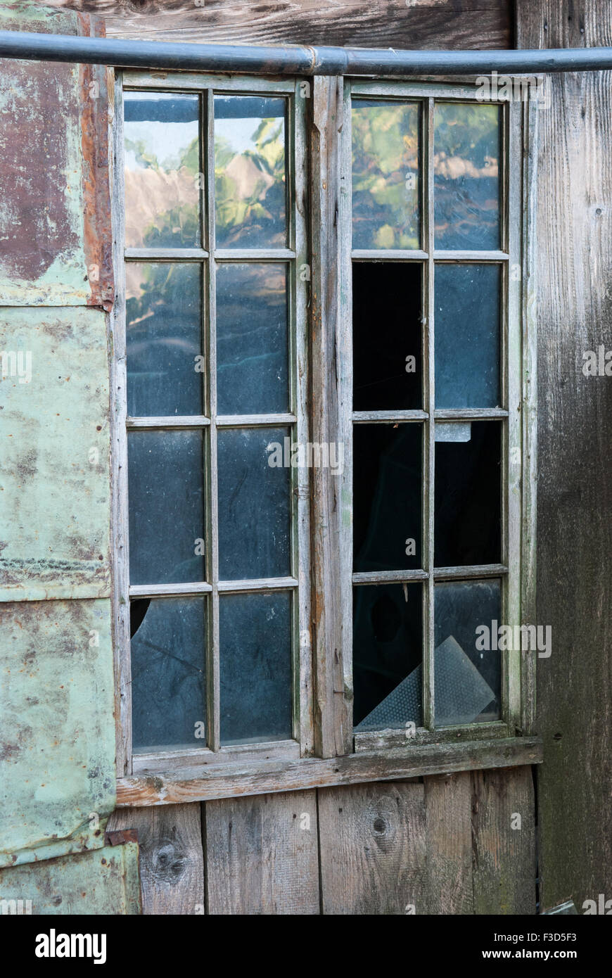 Old broken window closeup Stock Photo - Alamy