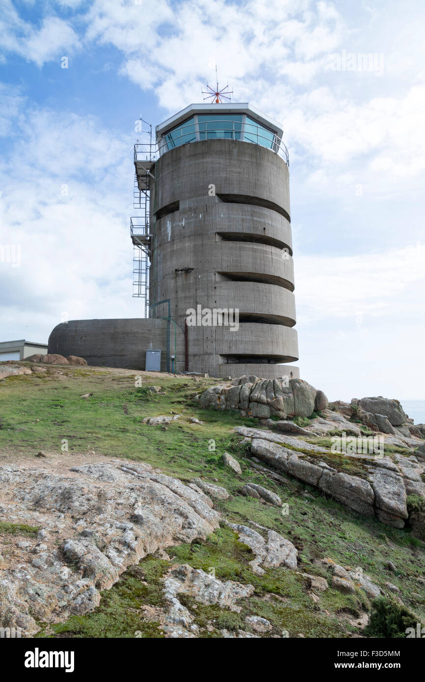 German WWII observation tower at Corbiére Point on Jersey's west coast ...