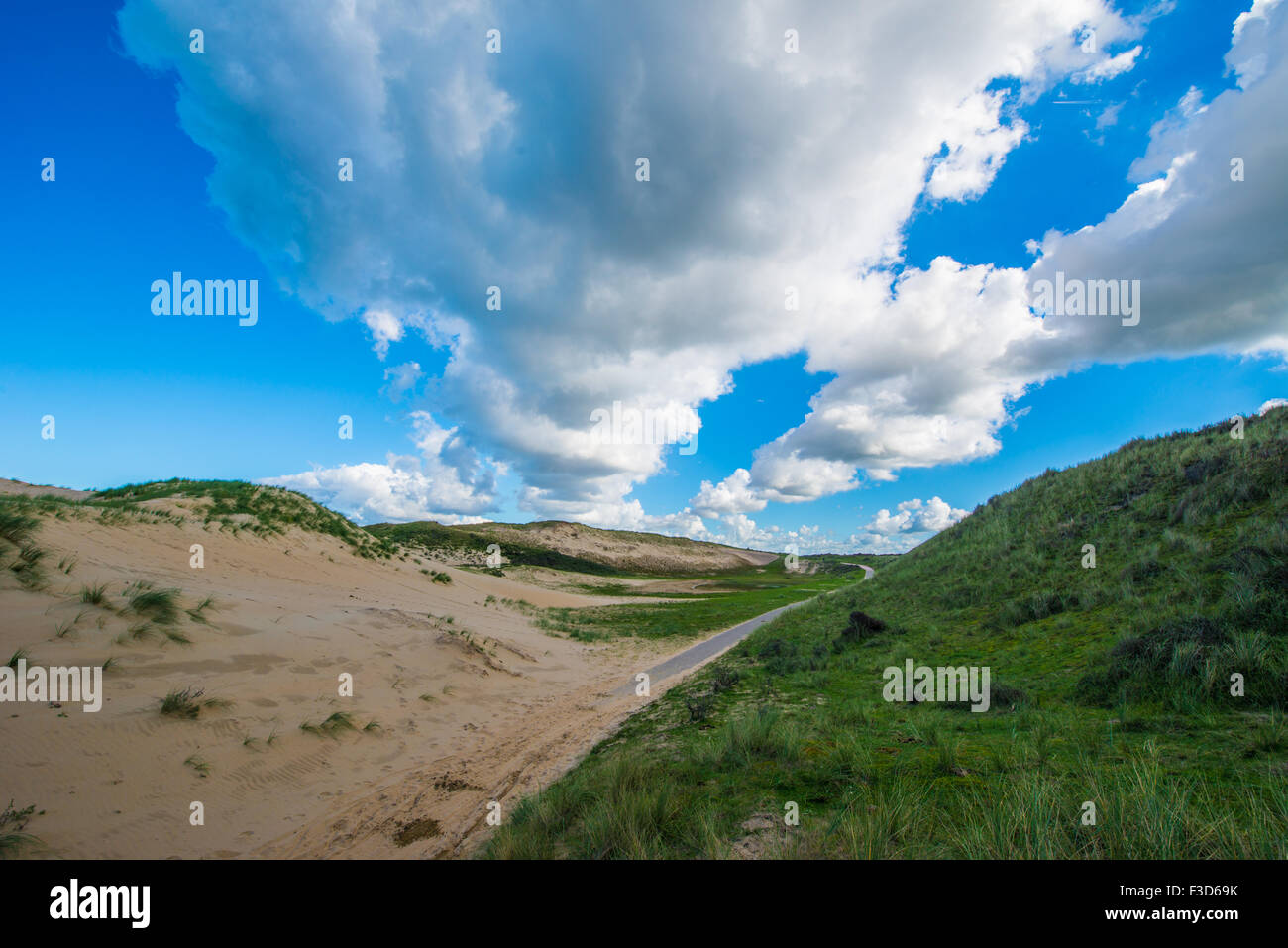 The dunes at the beach of Haarlem the Netherlands with beautiful clouds ...