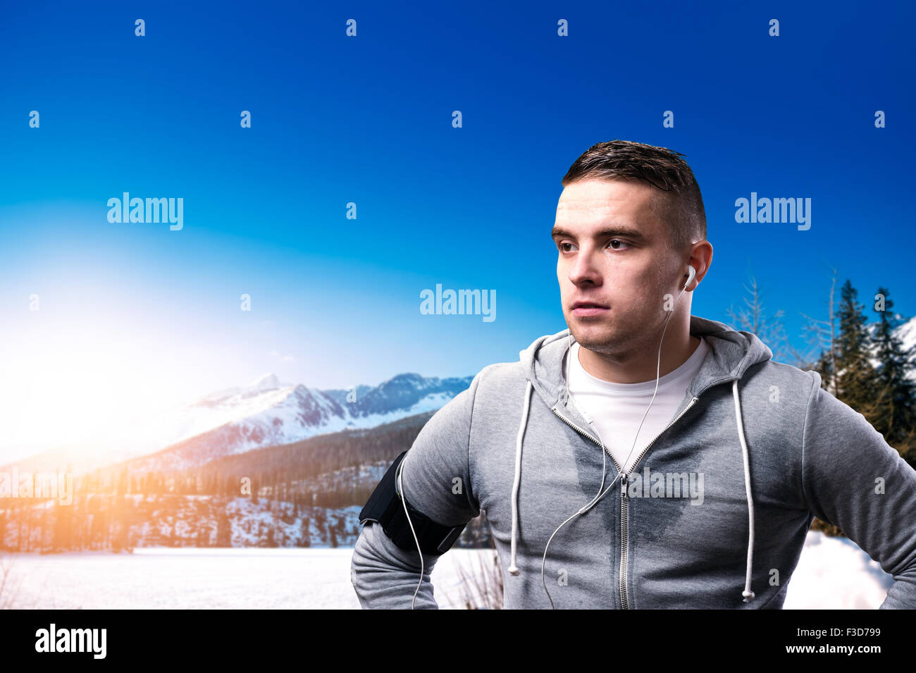 Man running in mountains Stock Photo - Alamy