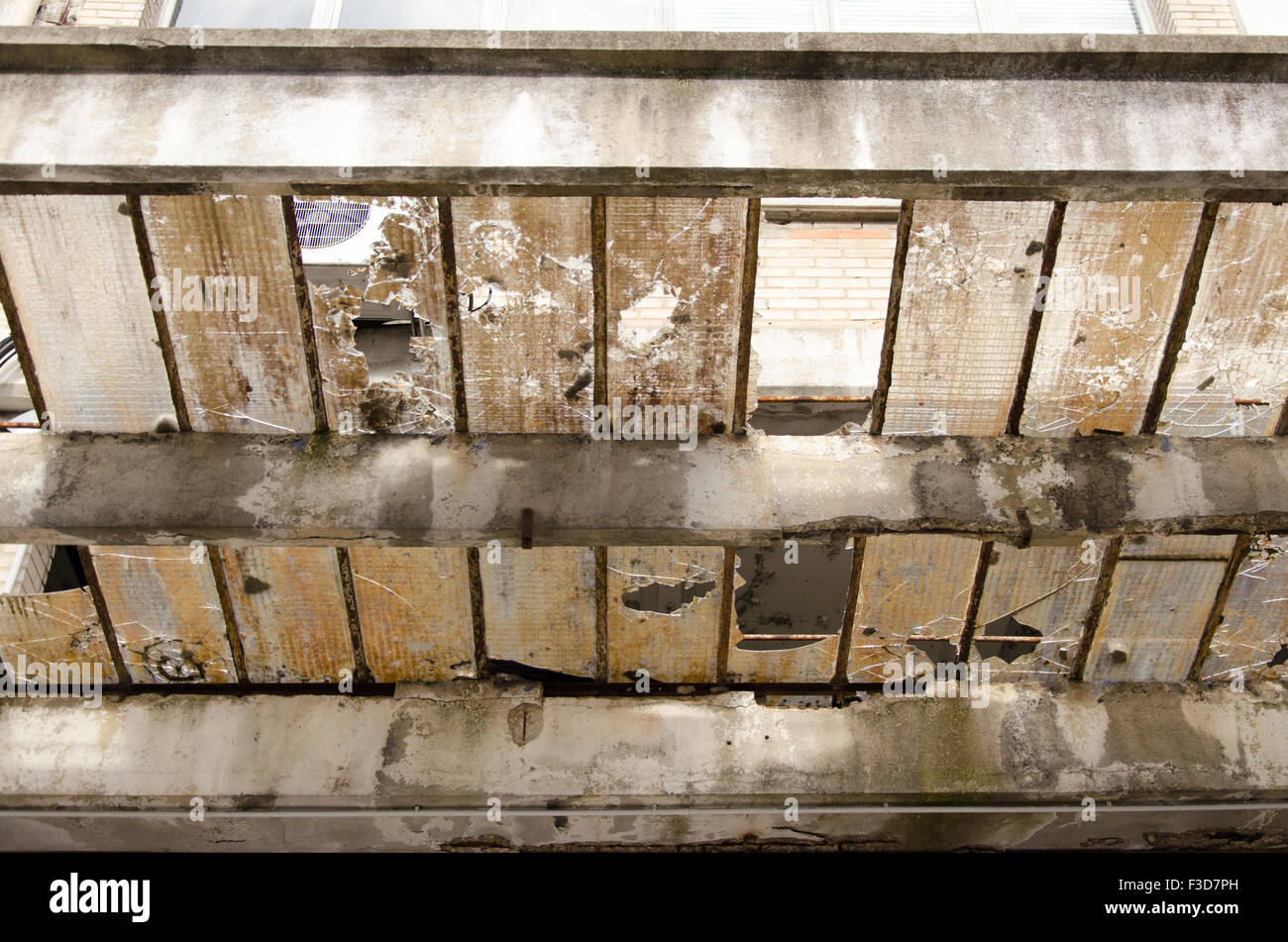 Rusty and broken windows on a roof in a dusty background Stock Photo ...