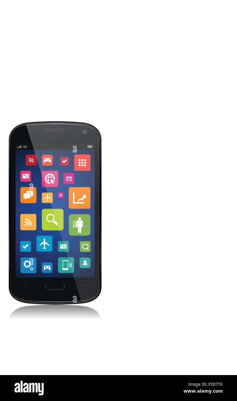 This image is a vector file representing a collection of apps on a ...