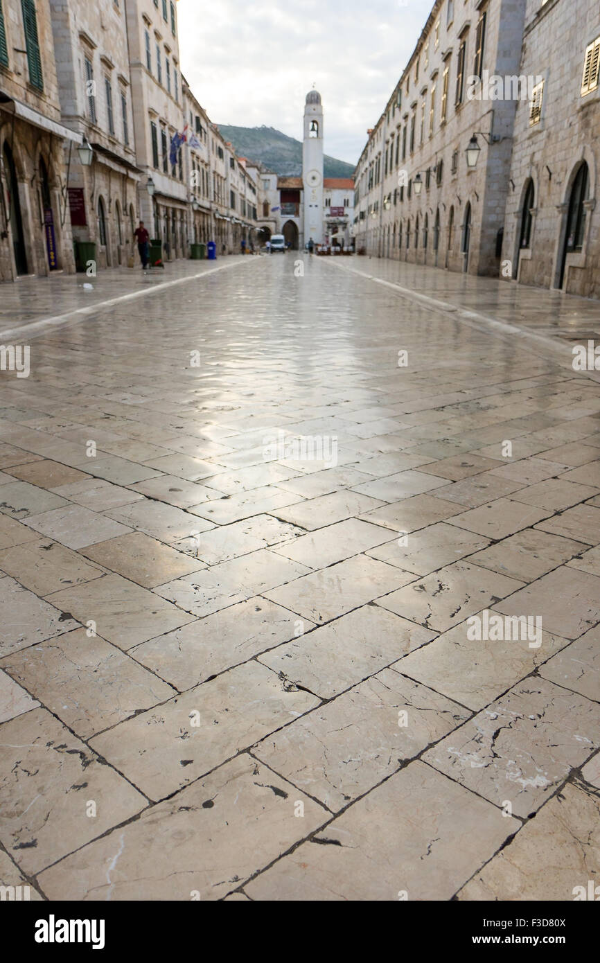 Stradun Or Placa The Limestone paved Pedestrian Street At The Old Town Stradun Or Placa The Limestone paved Pedestrian Street At The Old Town