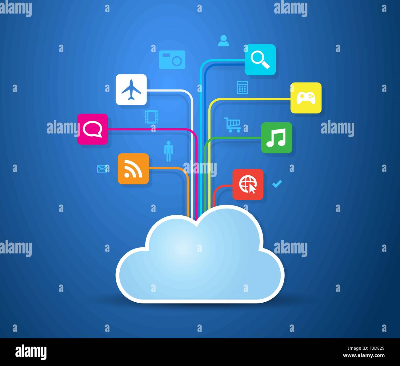 This image is a vector file representing a cloud with apps connected Stock Vector Image & Art ...