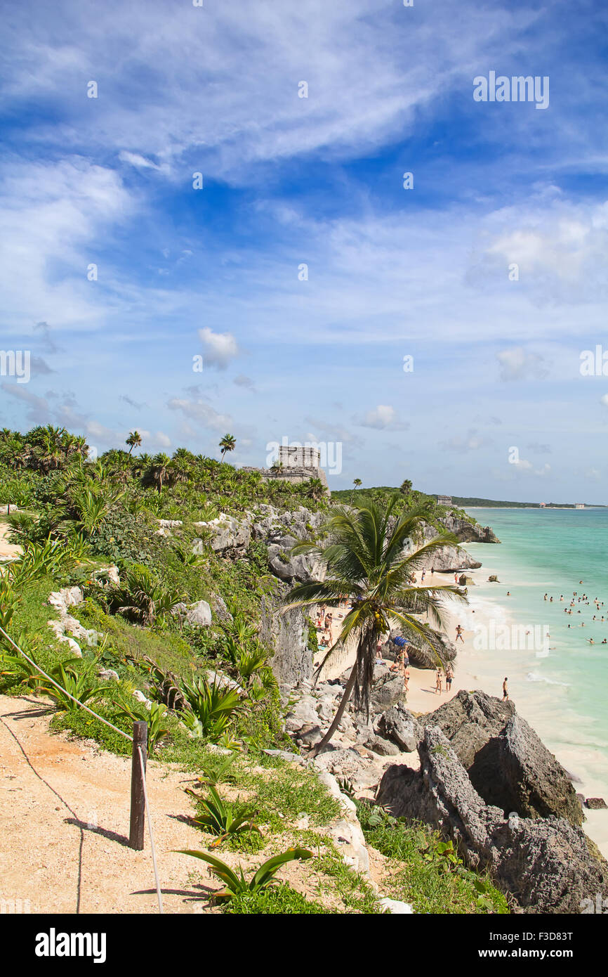 Ruins of the Mayan fortress and temple near Tulum, Mexico Stock Photo ...