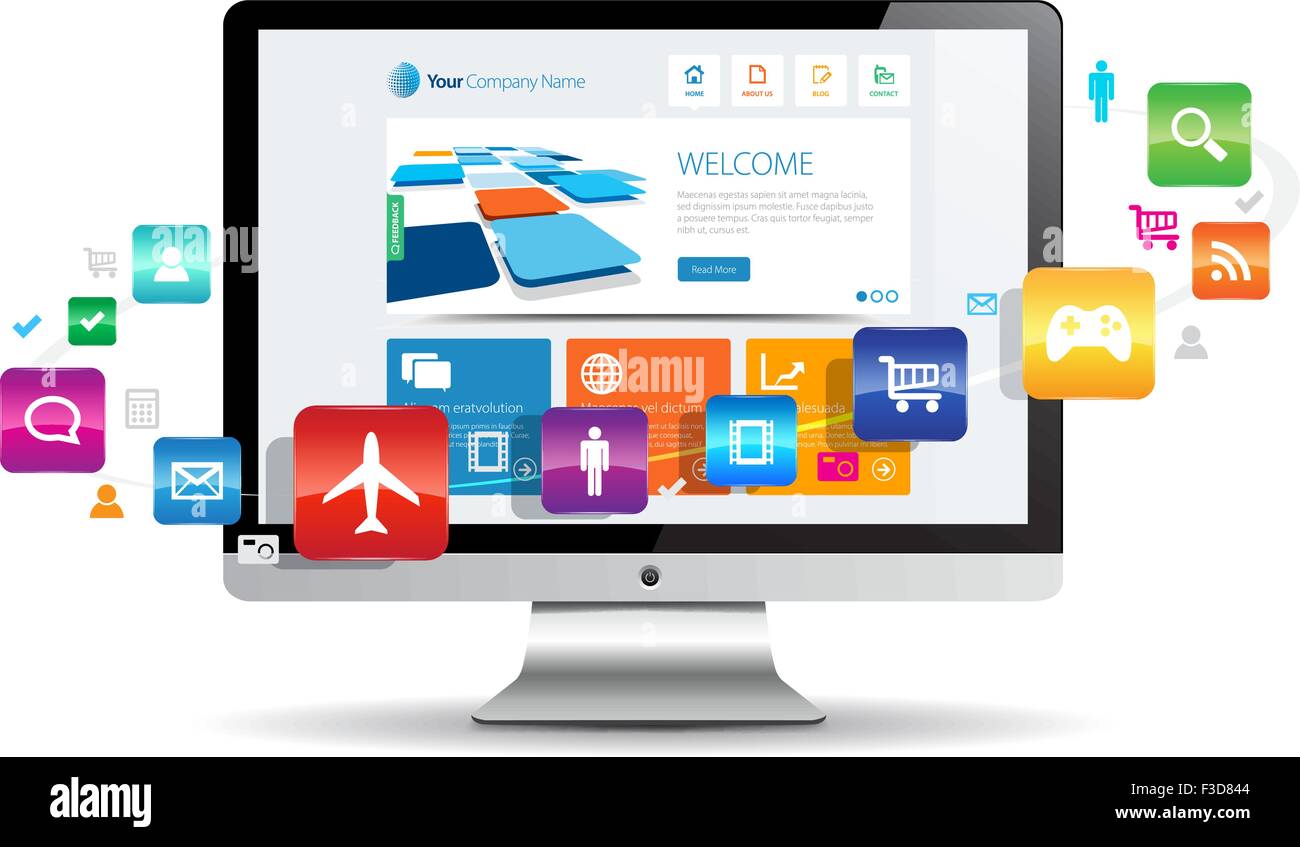 This image is a vector file representing a internet apps concept Stock ...