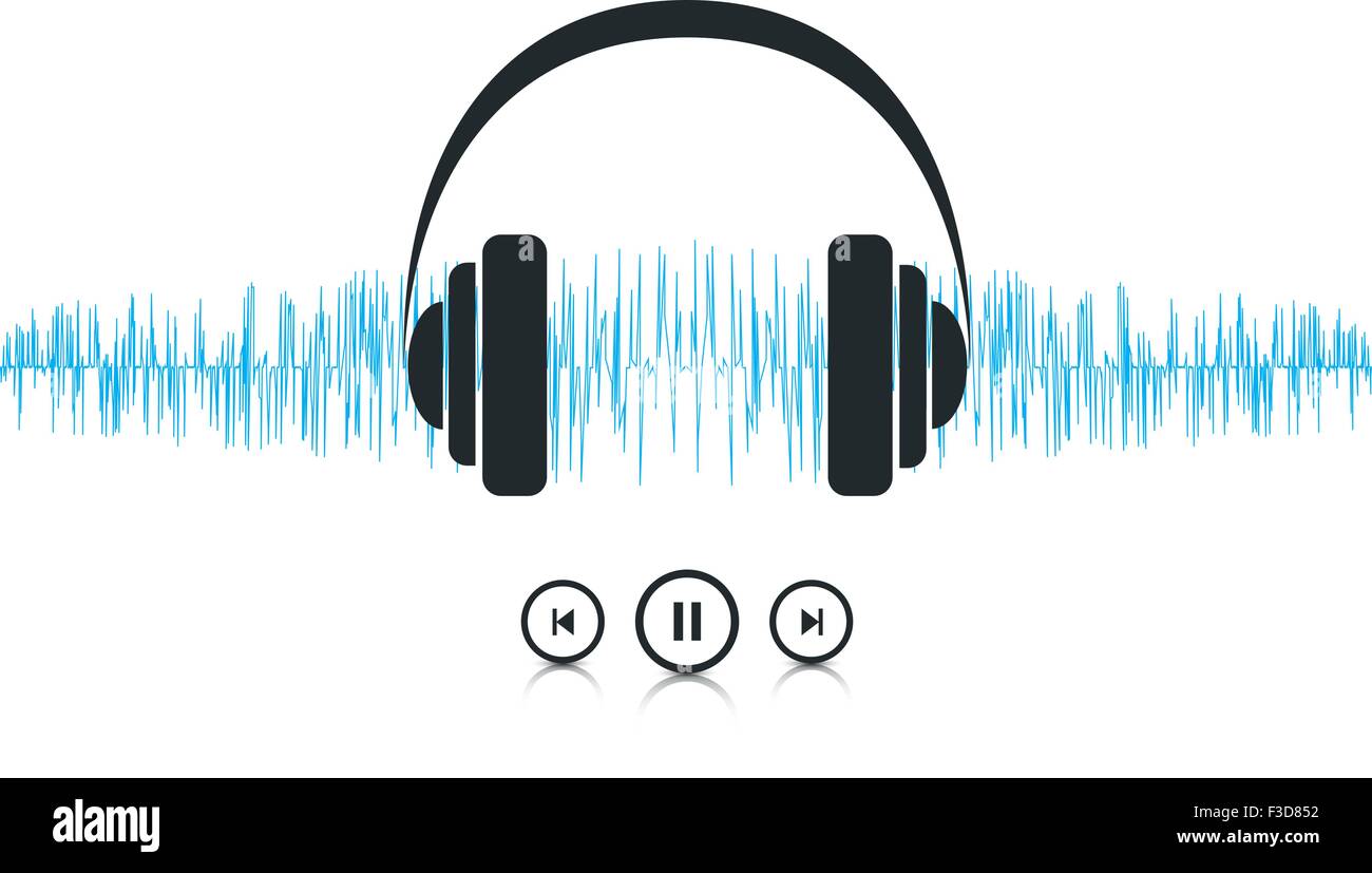 This image is a vector file representing a sound waves music player ...