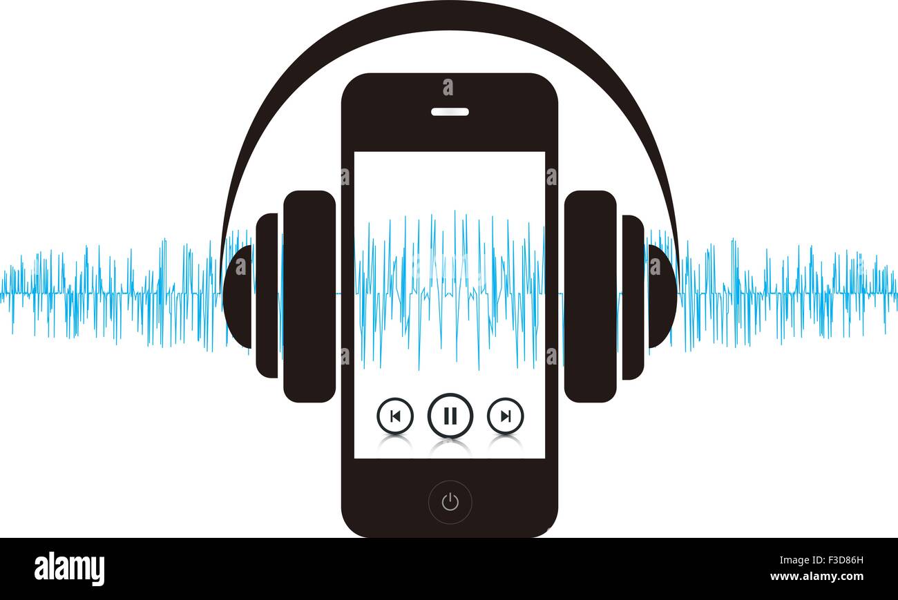 Vector, Smartphone, Headphones, Music, Audio, Phone Stock Vector Image ...