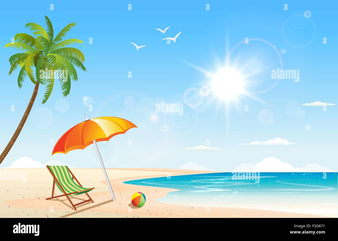 Ocean, Vector, Summer, Beach, Travel, Vacation Stock Vector Image & Art ...