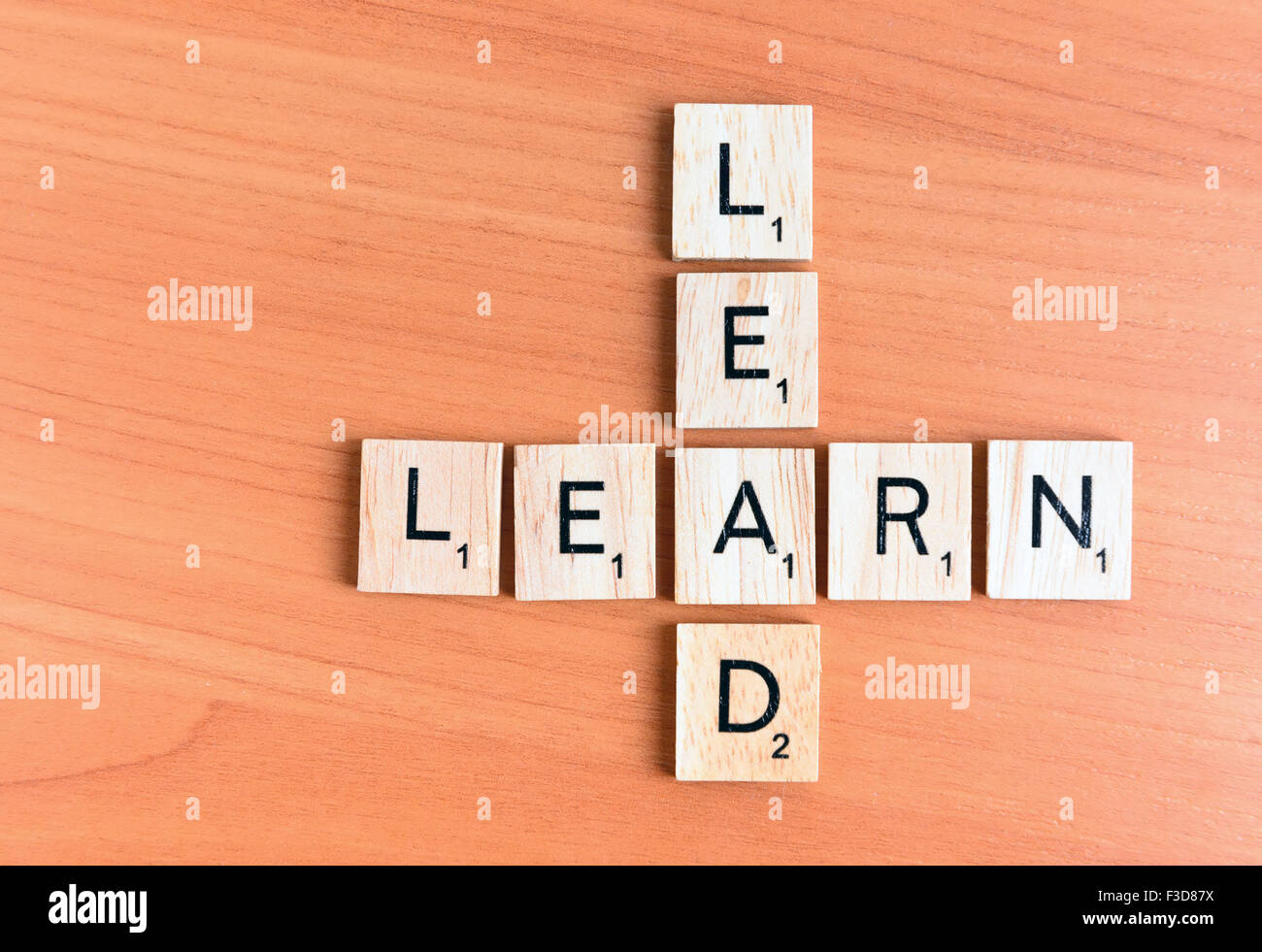 Learn and Lead text on a wooden background Stock Photo - Alamy