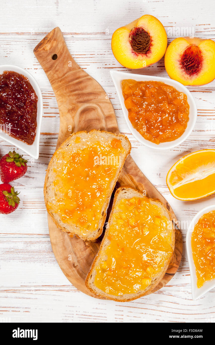 Slices of bread with jam Stock Photo - Alamy