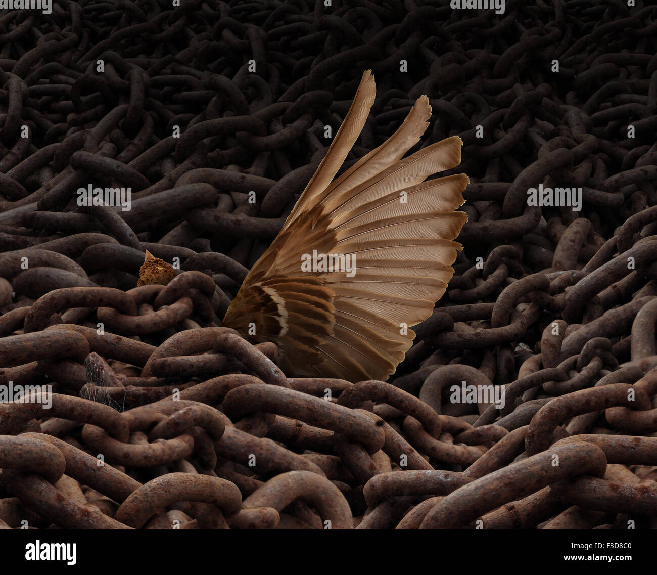 Struggle for freedom concept and weighed down symbol as a load or group ...