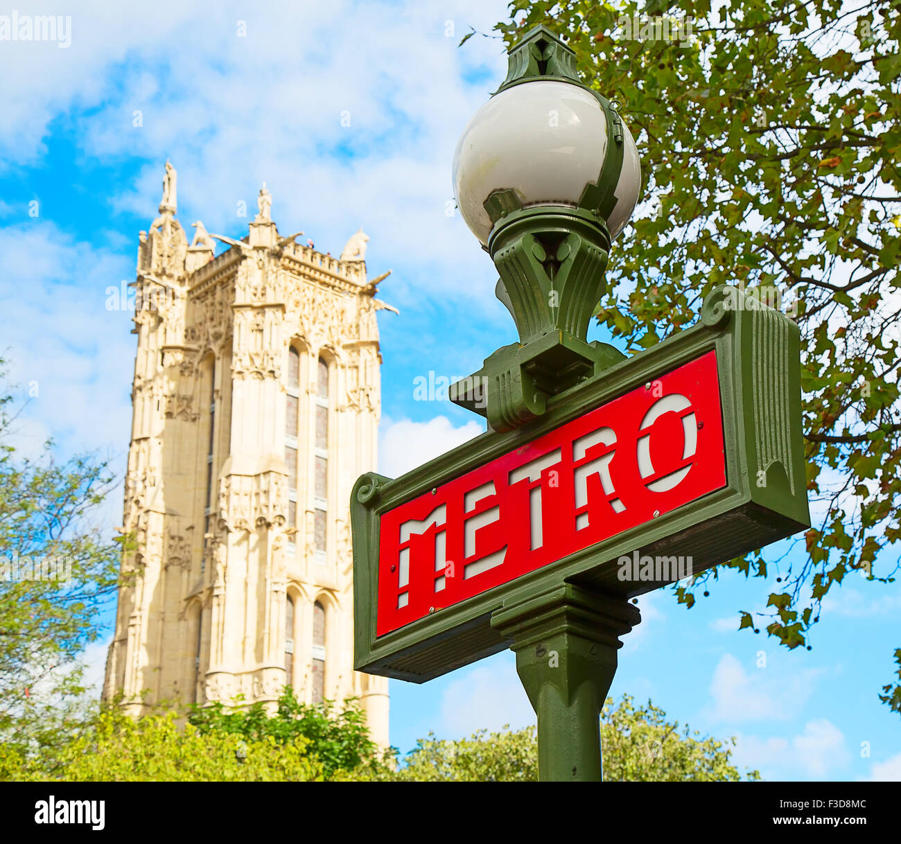 Famous Paris underground sign on the entrance to the station Stock ...