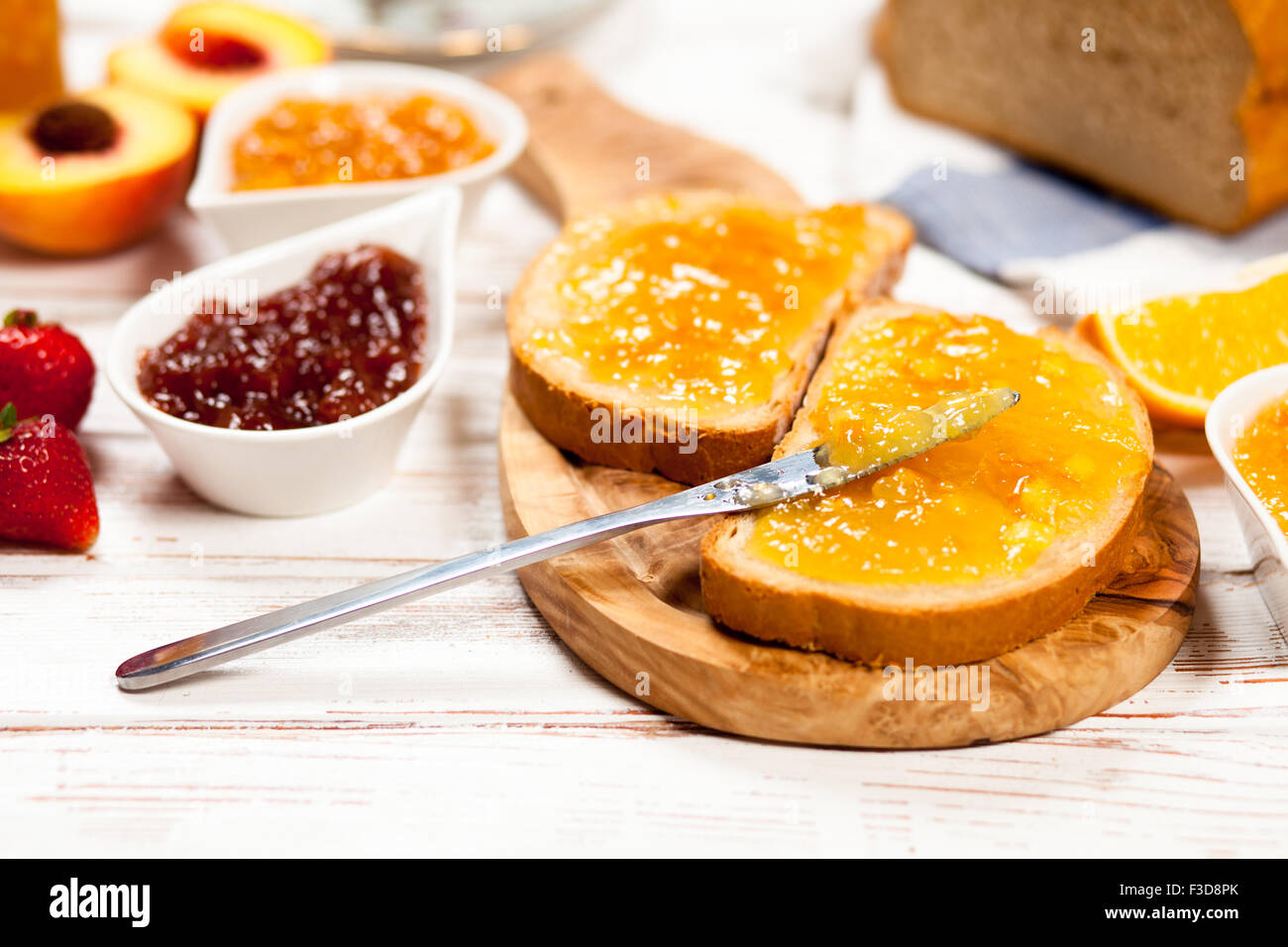 Slices of bread with jam Stock Photo - Alamy