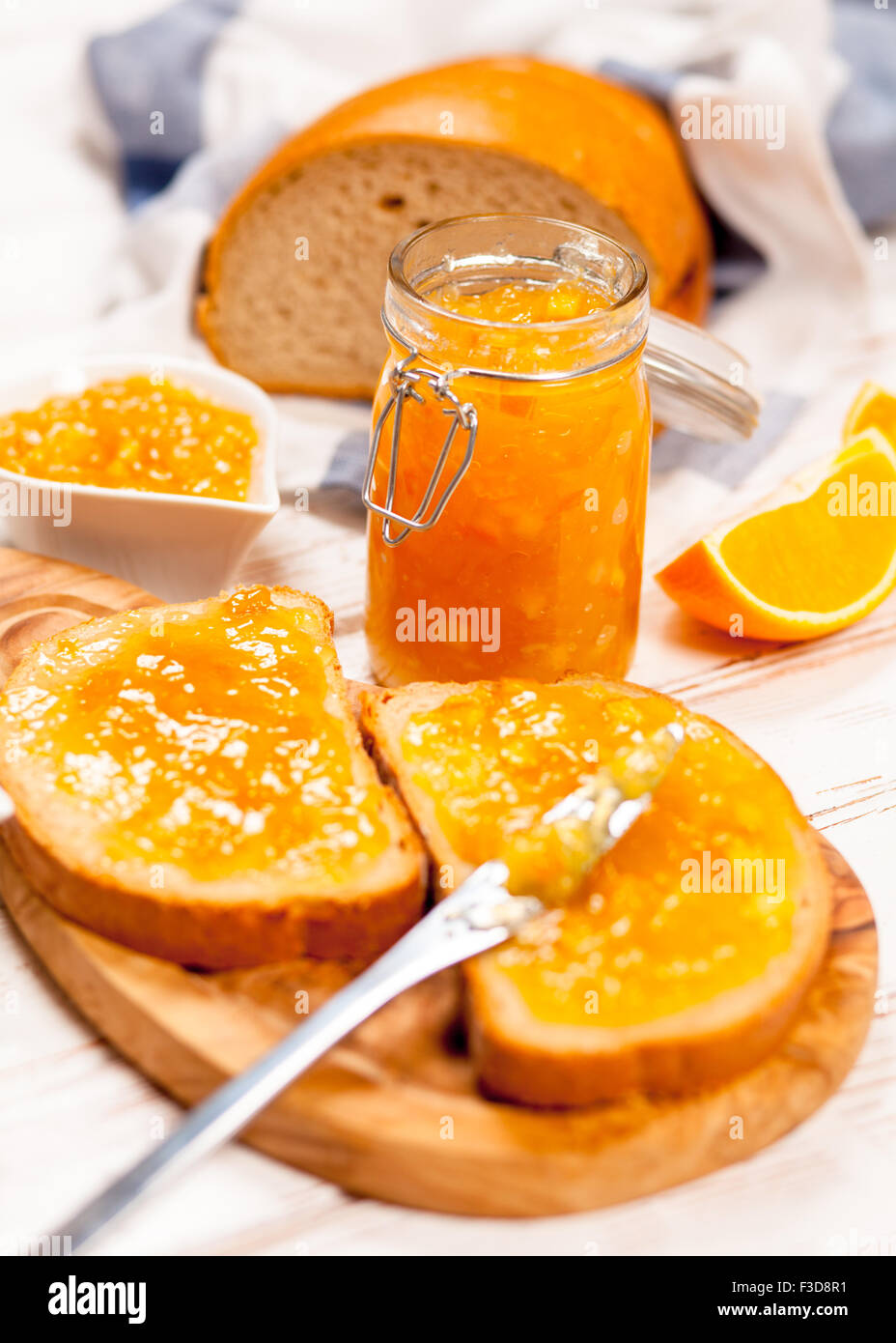 Slices of bread with jam Stock Photo - Alamy