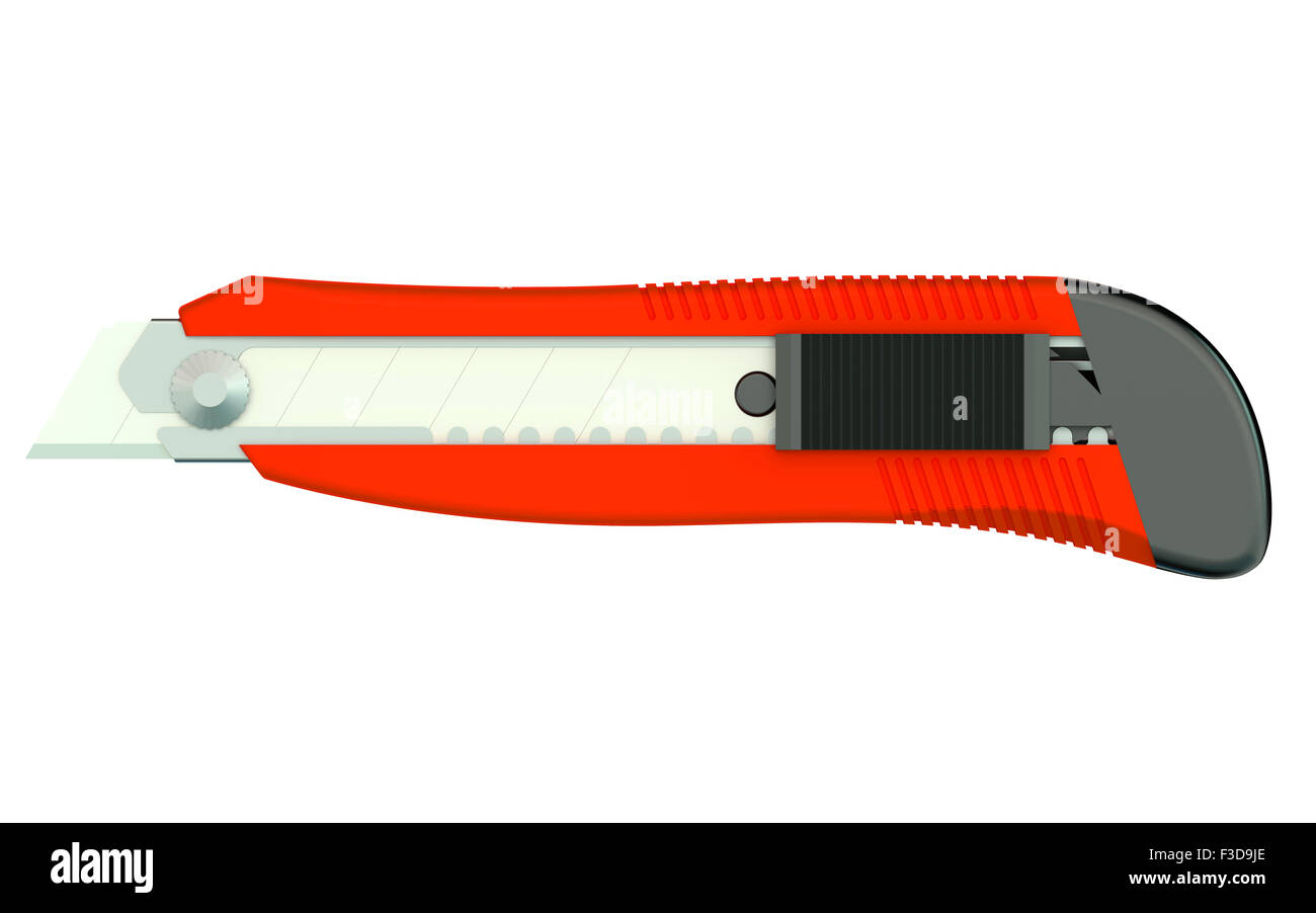 Red Utility Knife isolated on white background Stock Photo - Alamy