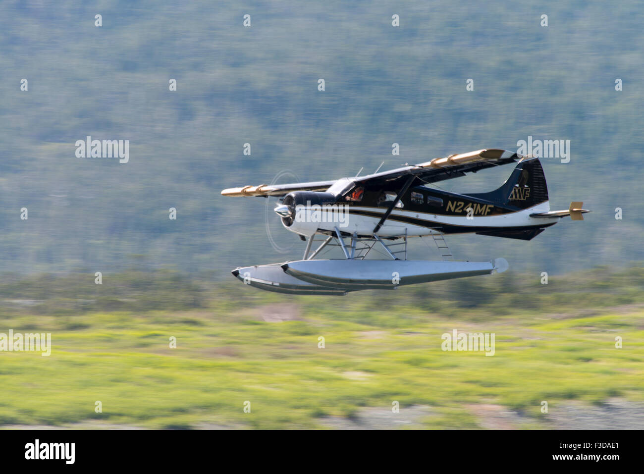 Float plane taking off from Clarence Strait, Ketchikan, Alaska Stock ...