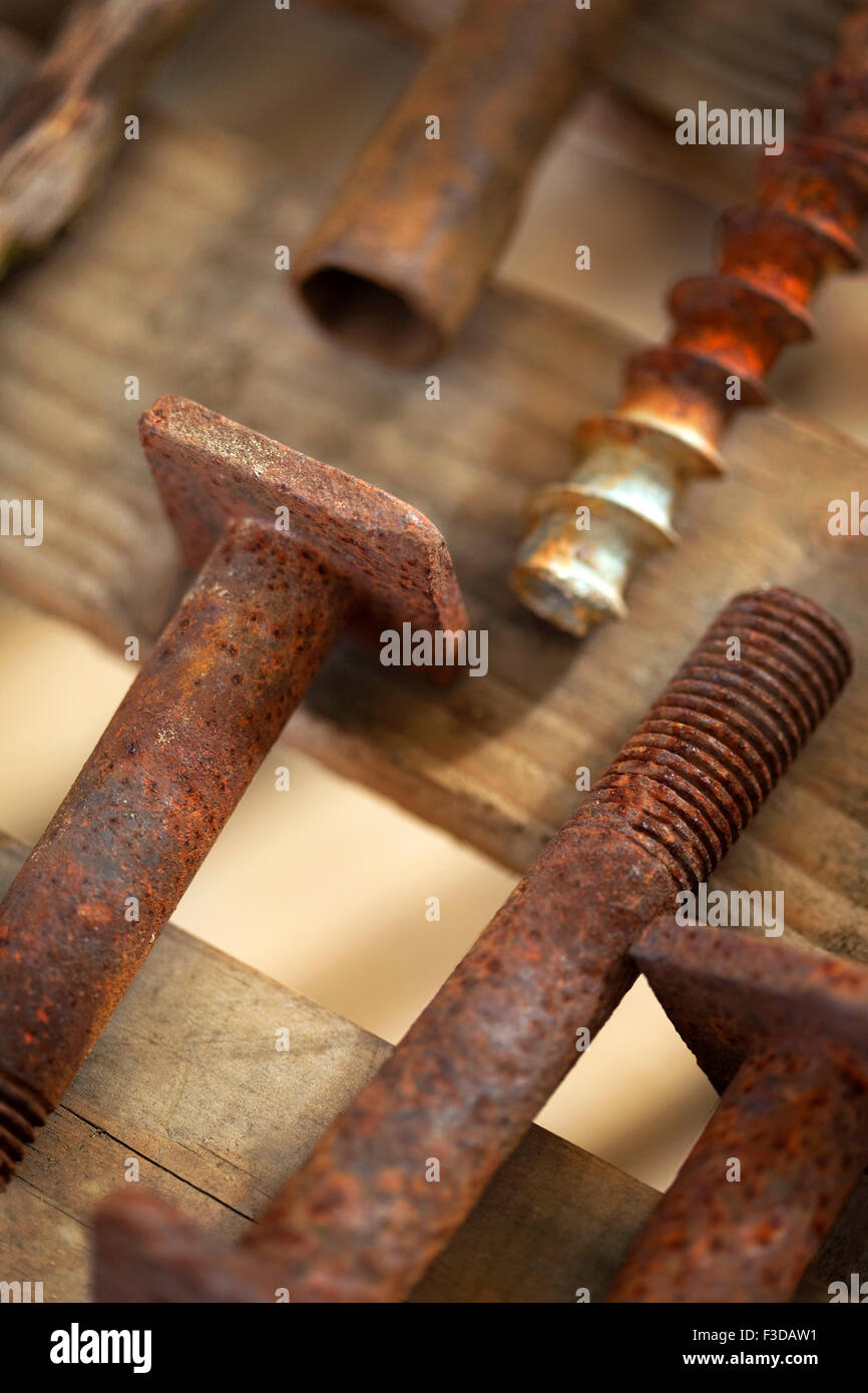 Old rusted screws in a flea market Stock Photo - Alamy