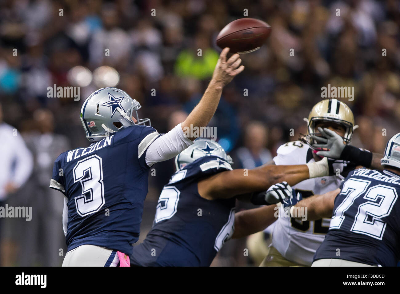 October 4, 2015 - Dallas Cowboys quarterback Brandon Weeden (3) during ...