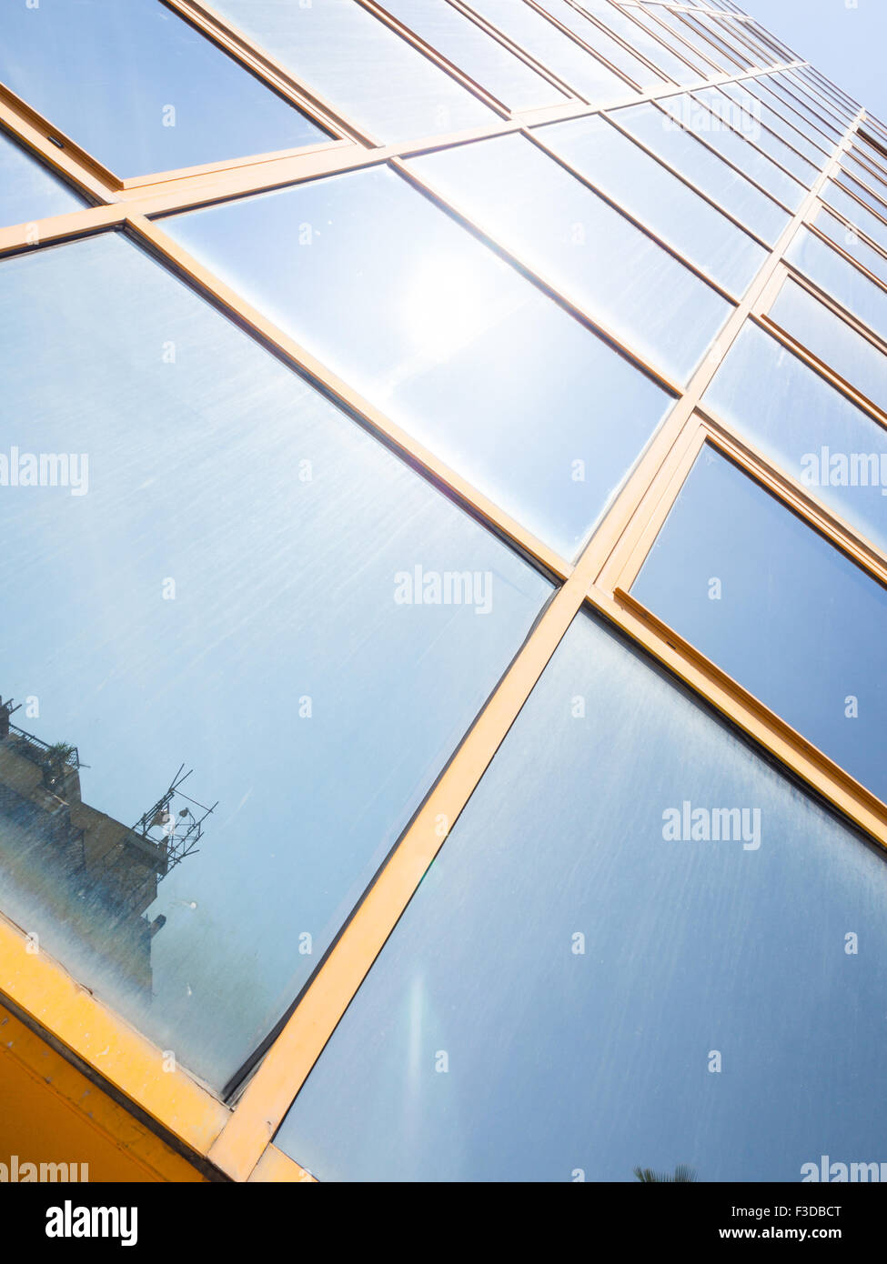 Glass reflection colored. Reflection in glass office building Stock ...