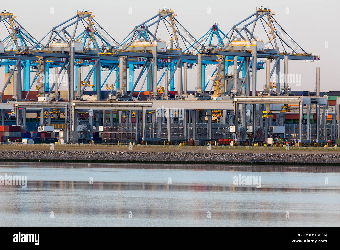 Container terminal in harbour Stock Photo - Alamy