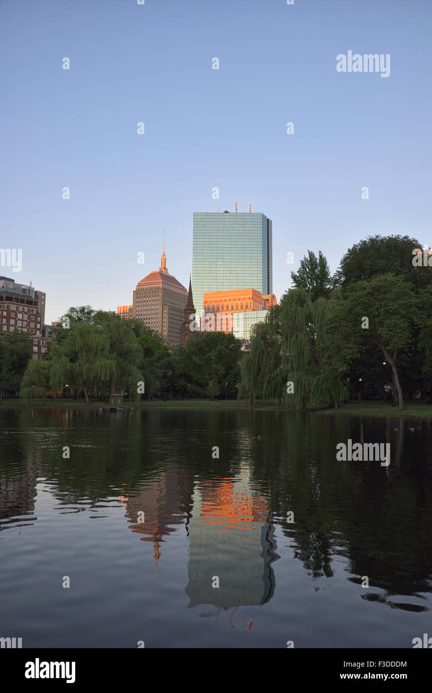 Copley Square reflecting in Boston public Garden pond Stock Photo - Alamy