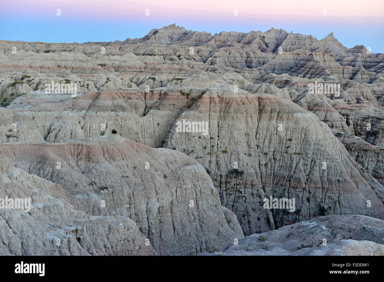 Badlands landscape, formed by deposition and erosion by wind and water ...