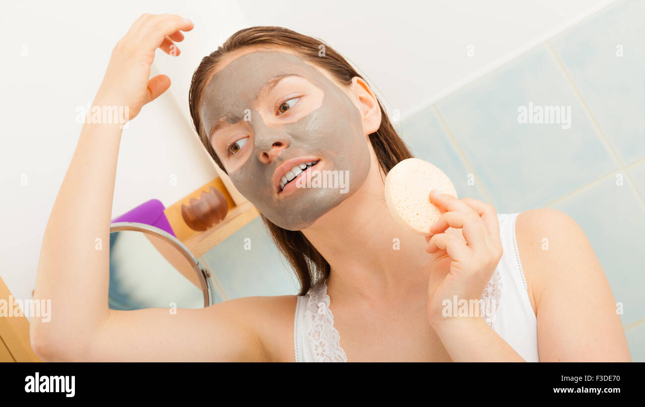 Beauty procedures spa and skin care concept. Young woman with facial ...