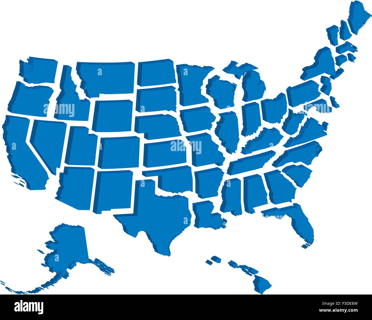 Very detailed vector file of all fifty states in 3d. Each state is ...