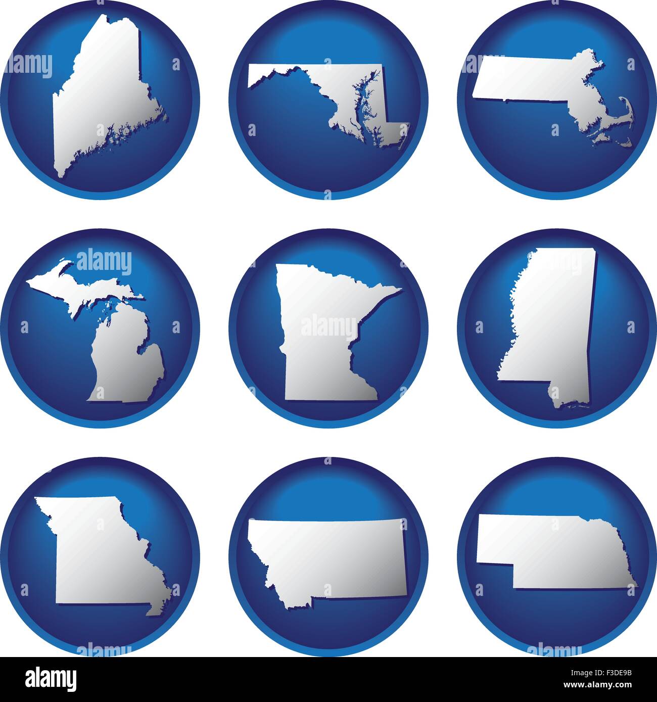 Nine United States Buttons Stock Vector Image & Art - Alamy