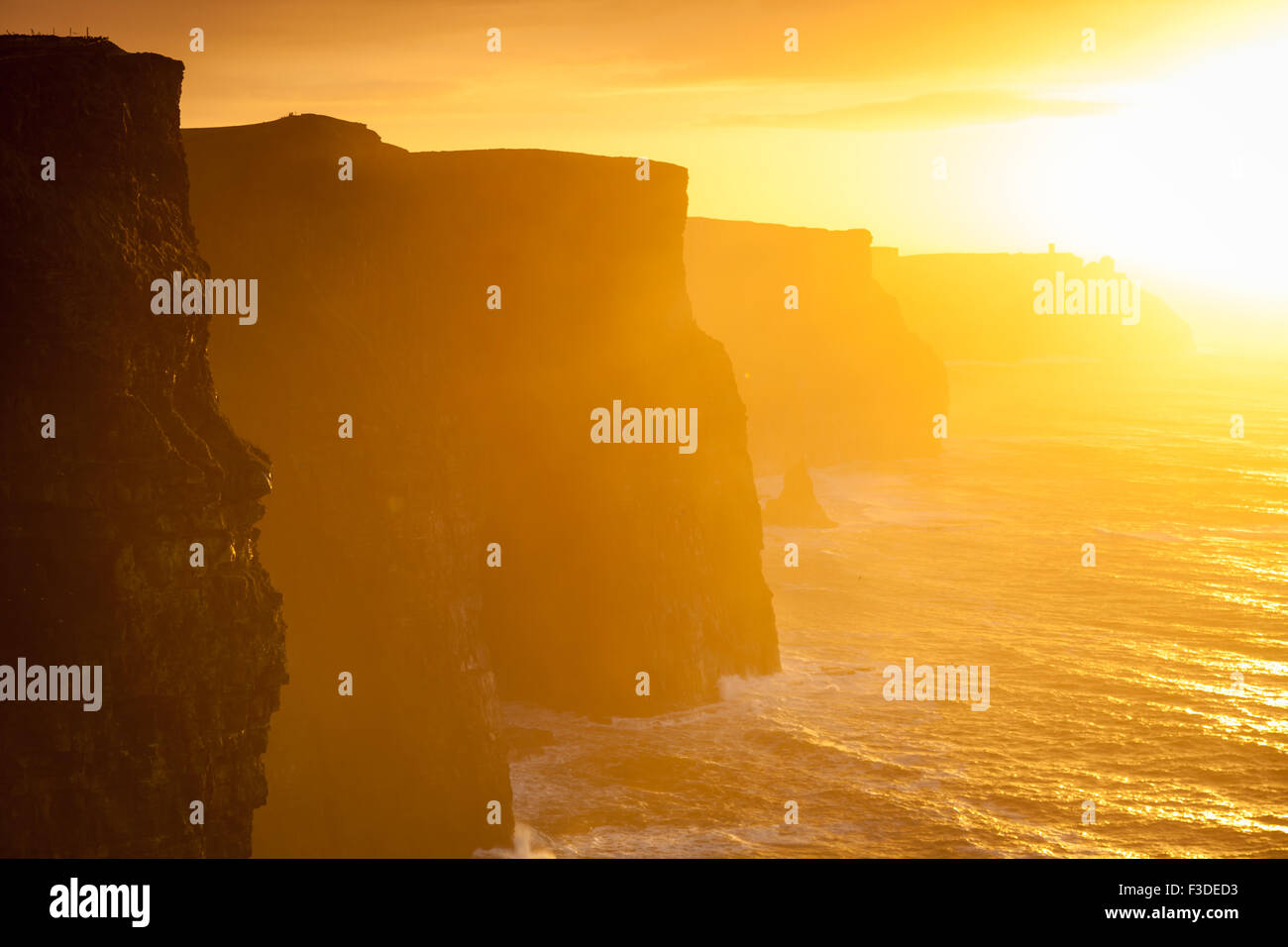 Famous cliffs of Moher at sunset in Co. Clare Ireland Europe. Beautiful ...