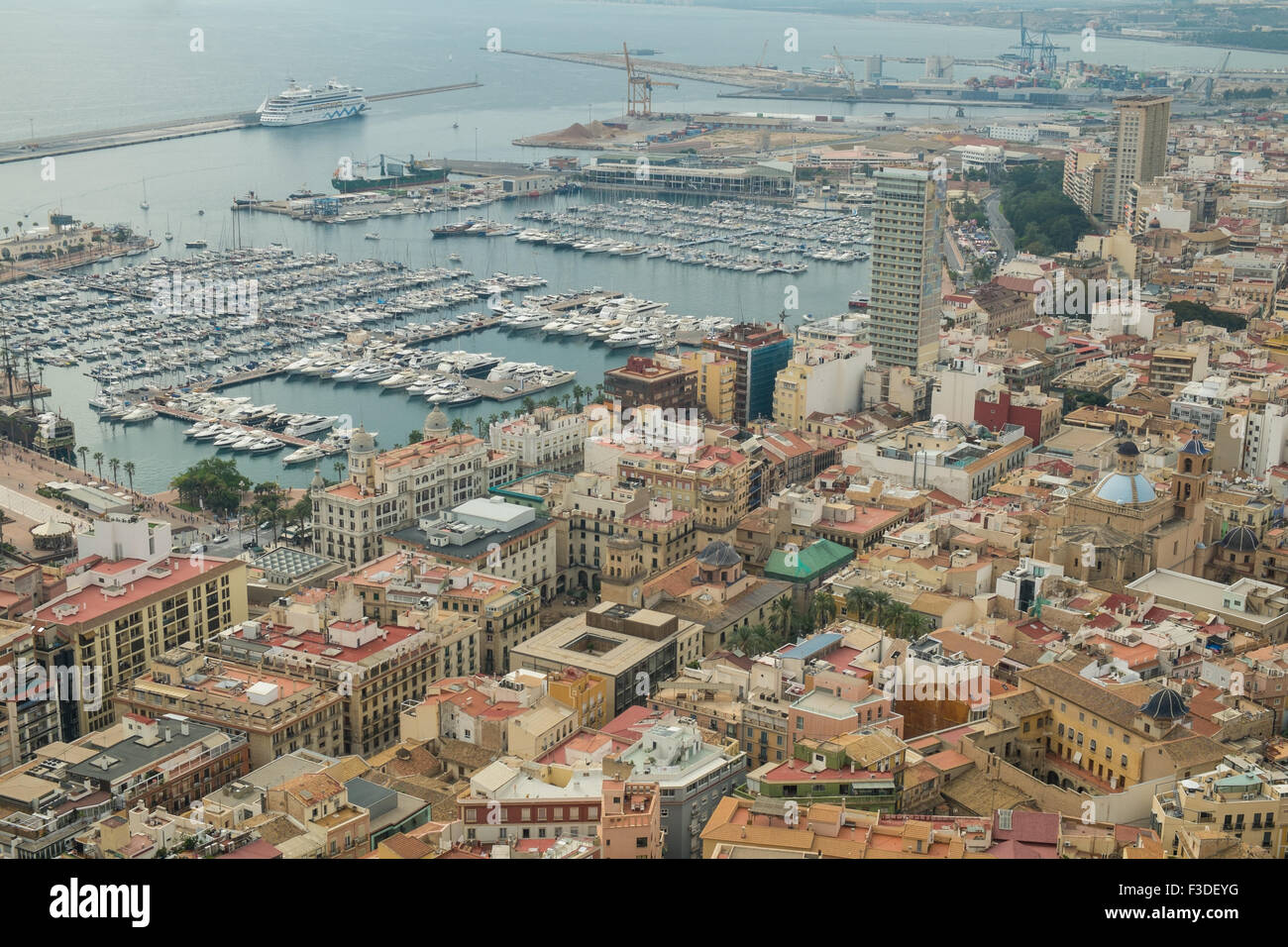 Aerial view of Alicante town and harbor, Spain Stock Photo - Alamy