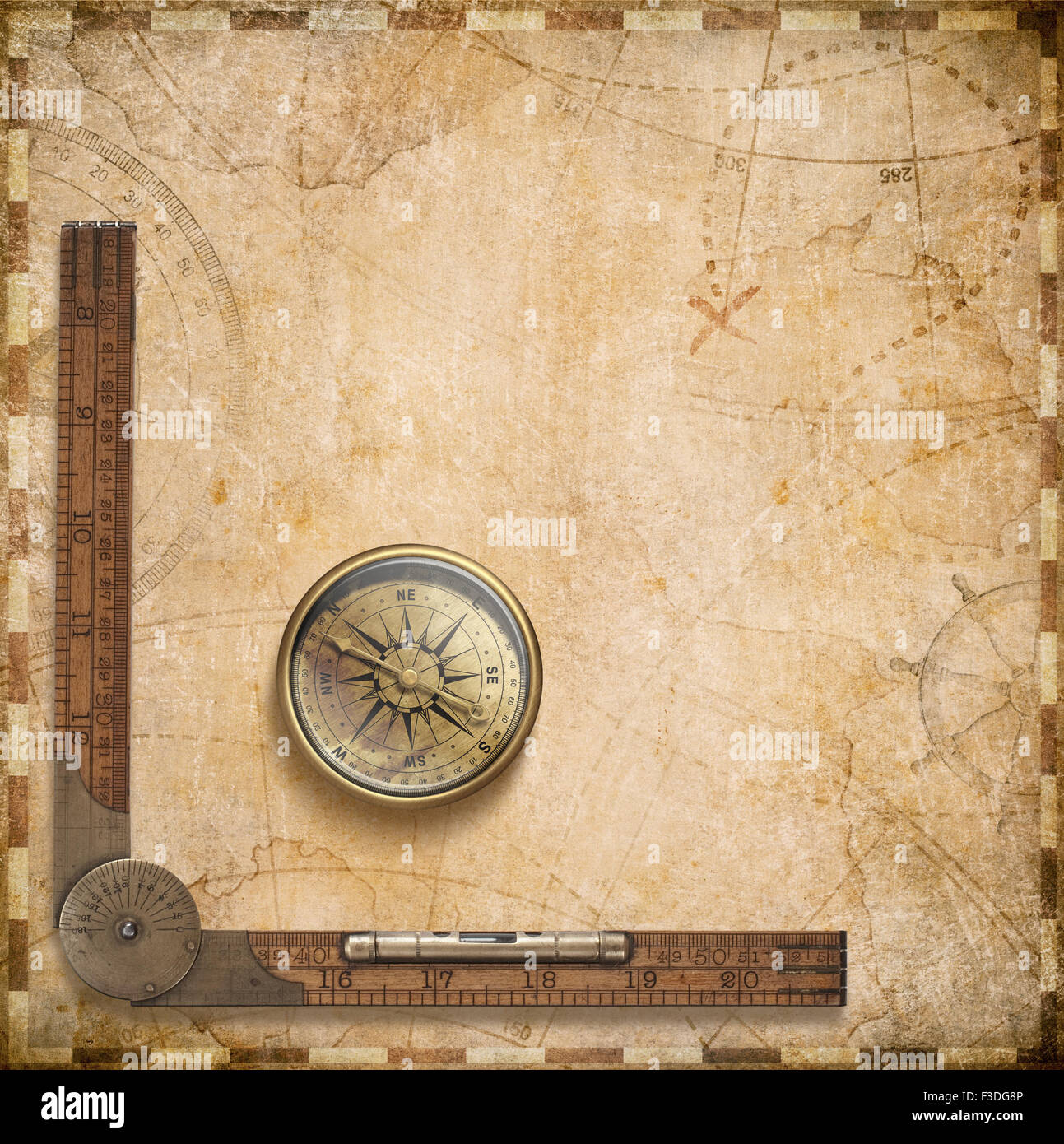 Old nautical map vintage ruler hi-res stock photography and images - Alamy