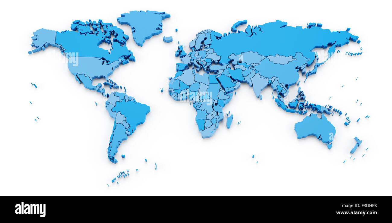 Map world countries borders Cut Out Stock Images & Pictures - Alamy