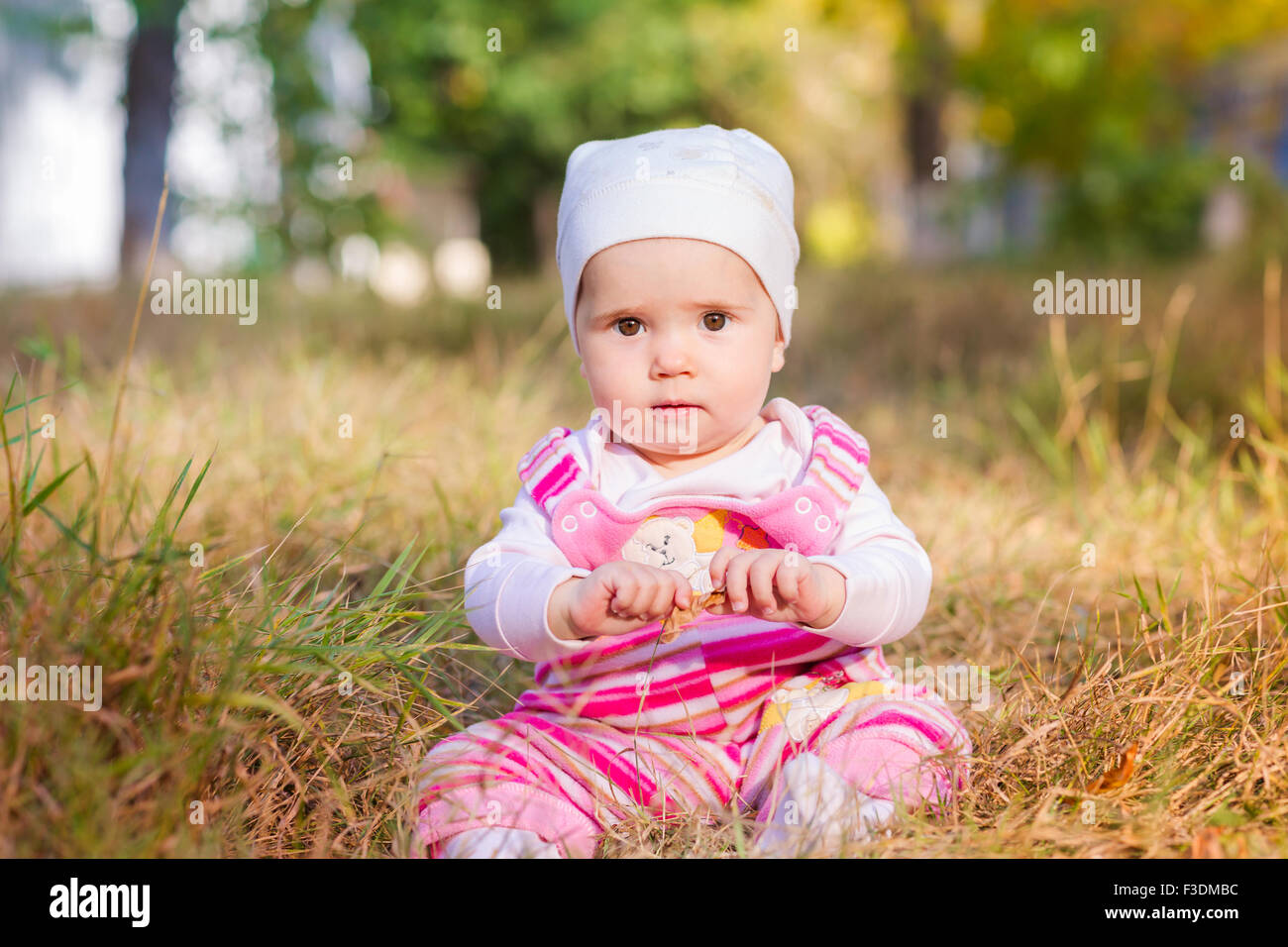 Cute baby in autumn leaves. First autumn Stock Photo - Alamy