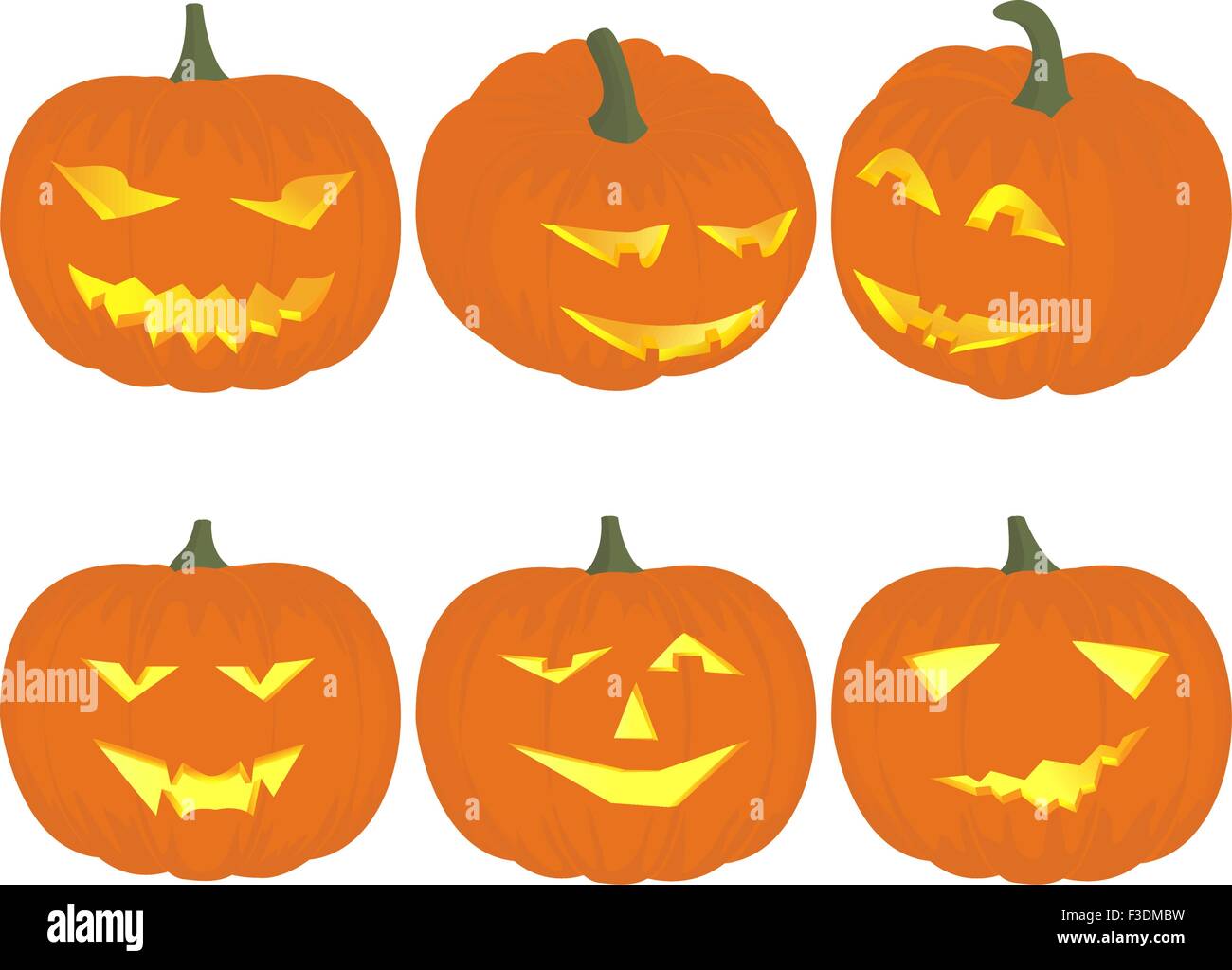 Set cheerful funny and angry pumpkins at Halloween Stock Vector Image ...