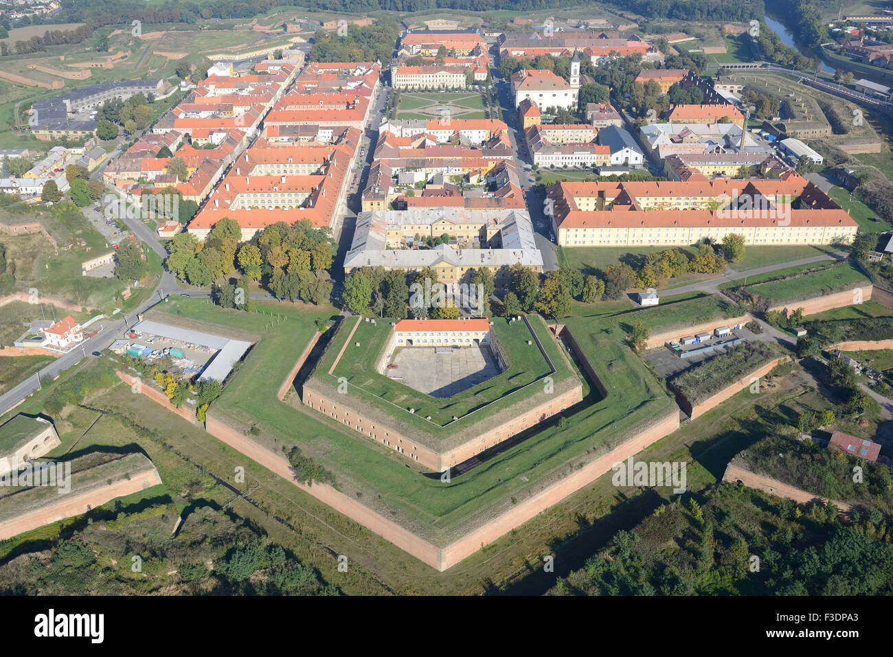 TEREZÍN - THERESIENSTADT (aerial view). A military fortress in the ...