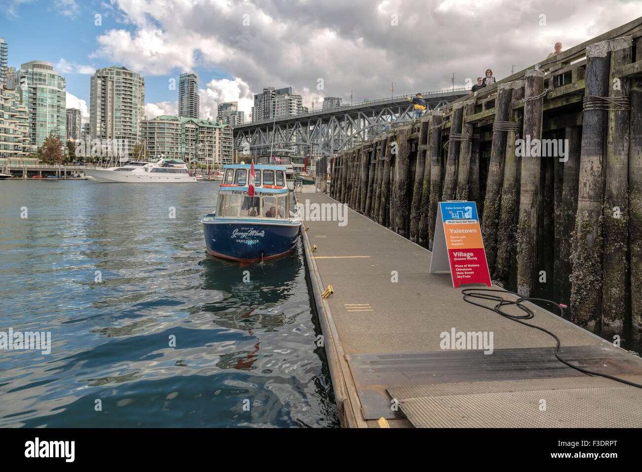 False Creek Ferry at Granville Island Ferry Dock and Granville Bridge, False Creek, Vancouver ...