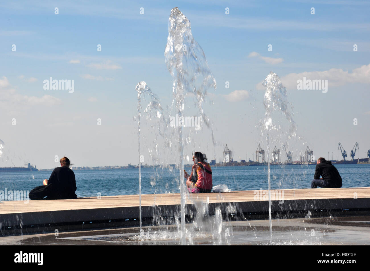 water jets on city seafront Stock Photo - Alamy