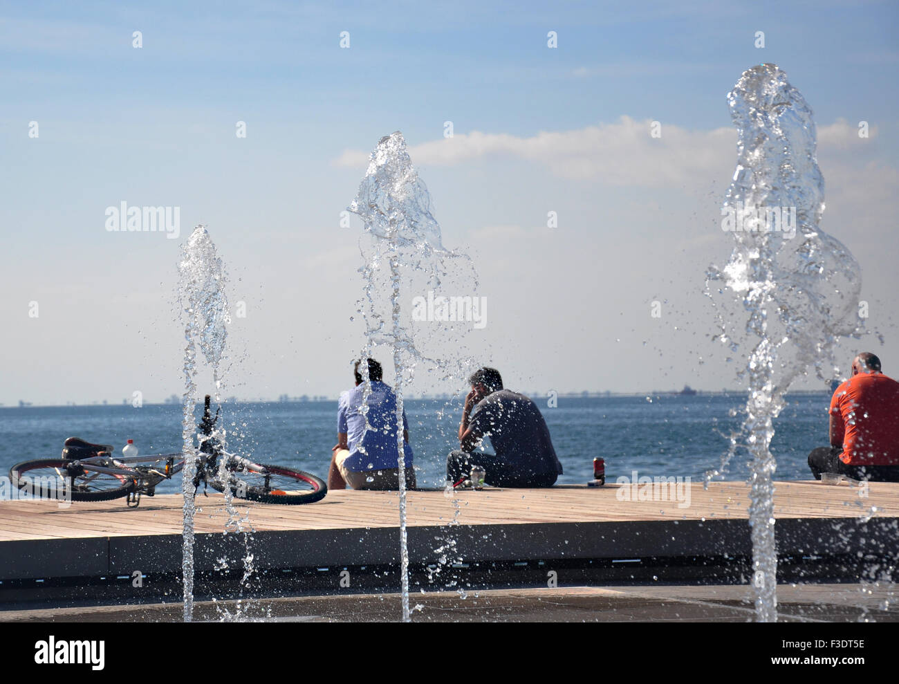 water jets on city seafront Stock Photo - Alamy