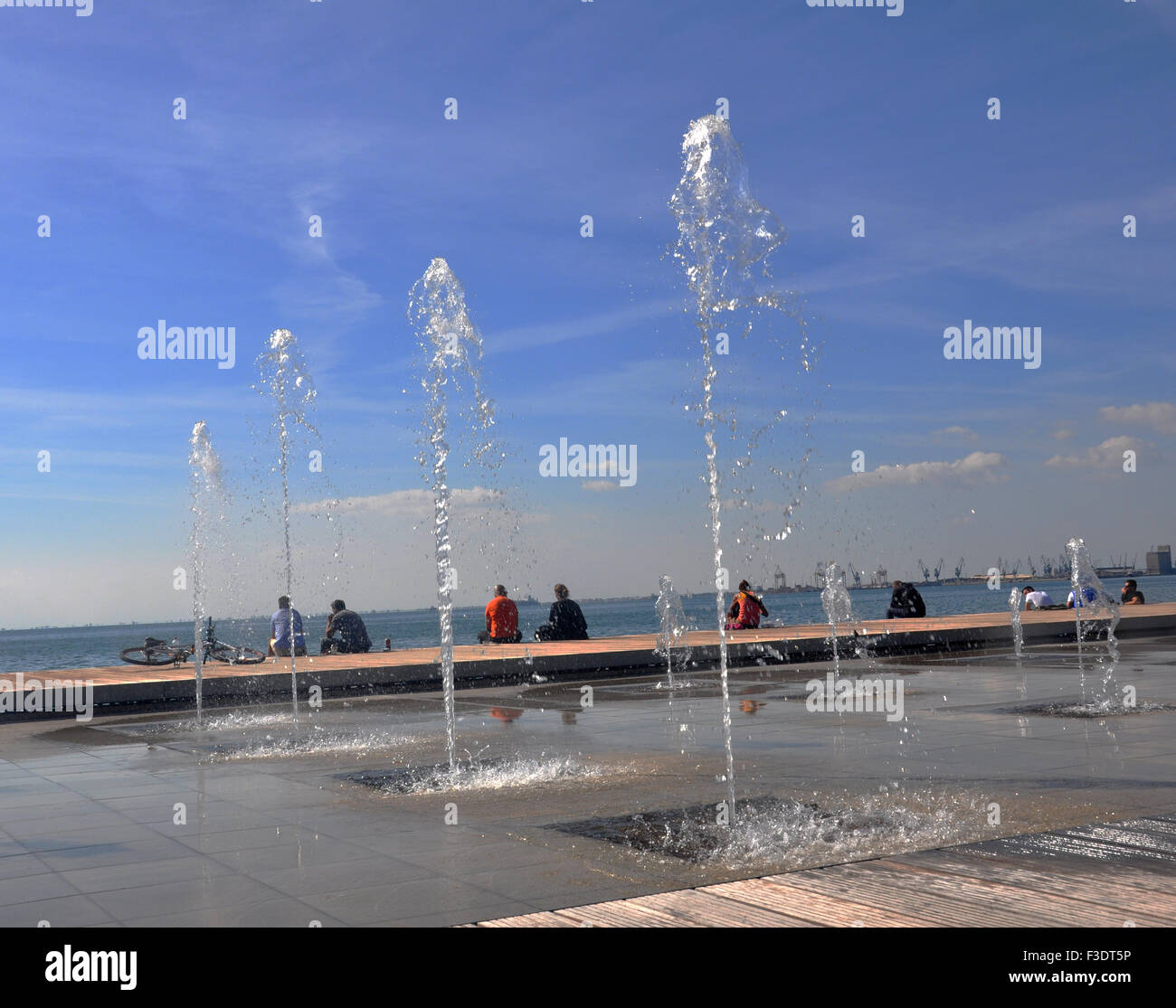 water jets on city seafront Stock Photo - Alamy
