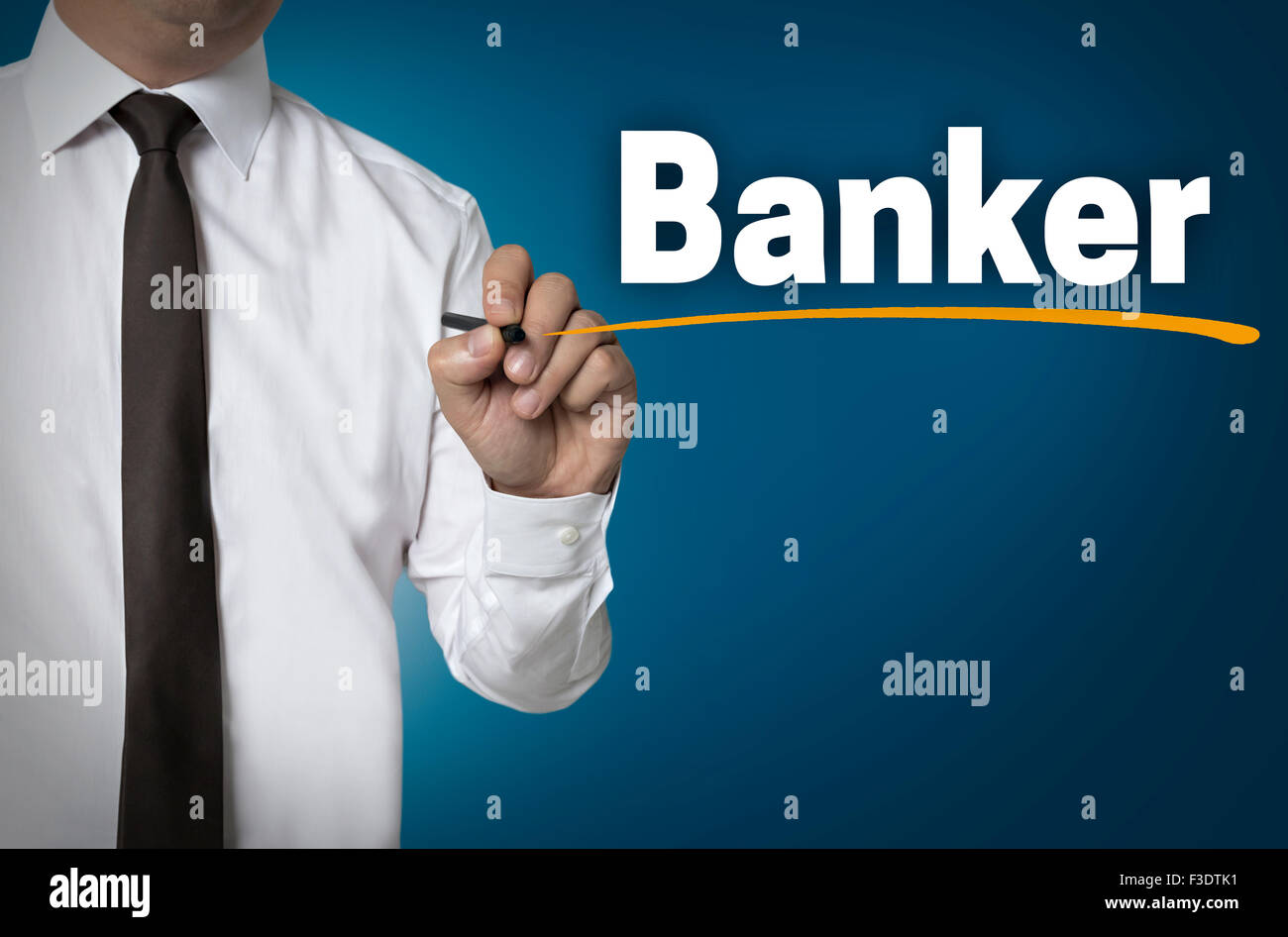 banker is written by businessman background concept Stock Photo - Alamy