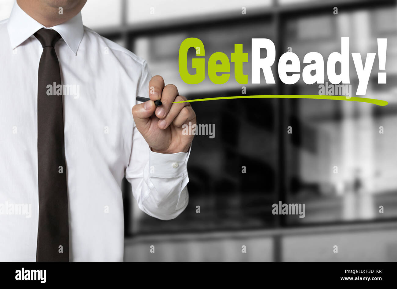 Get Ready written by businessman background concept Stock Photo - Alamy