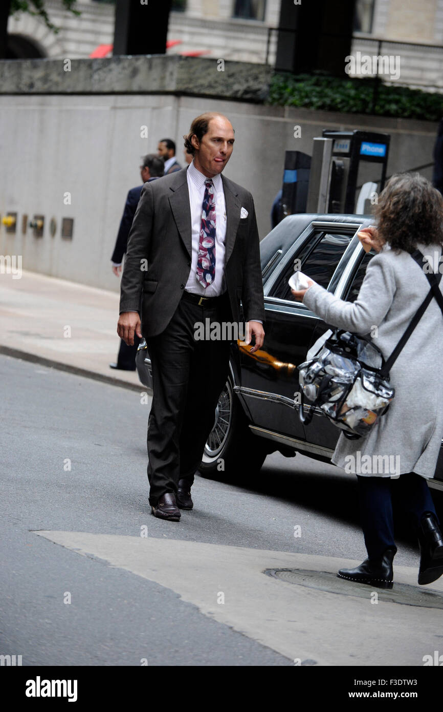 New York. 4th Oct, 2015. Matthew McConaughey filming his new movie ...