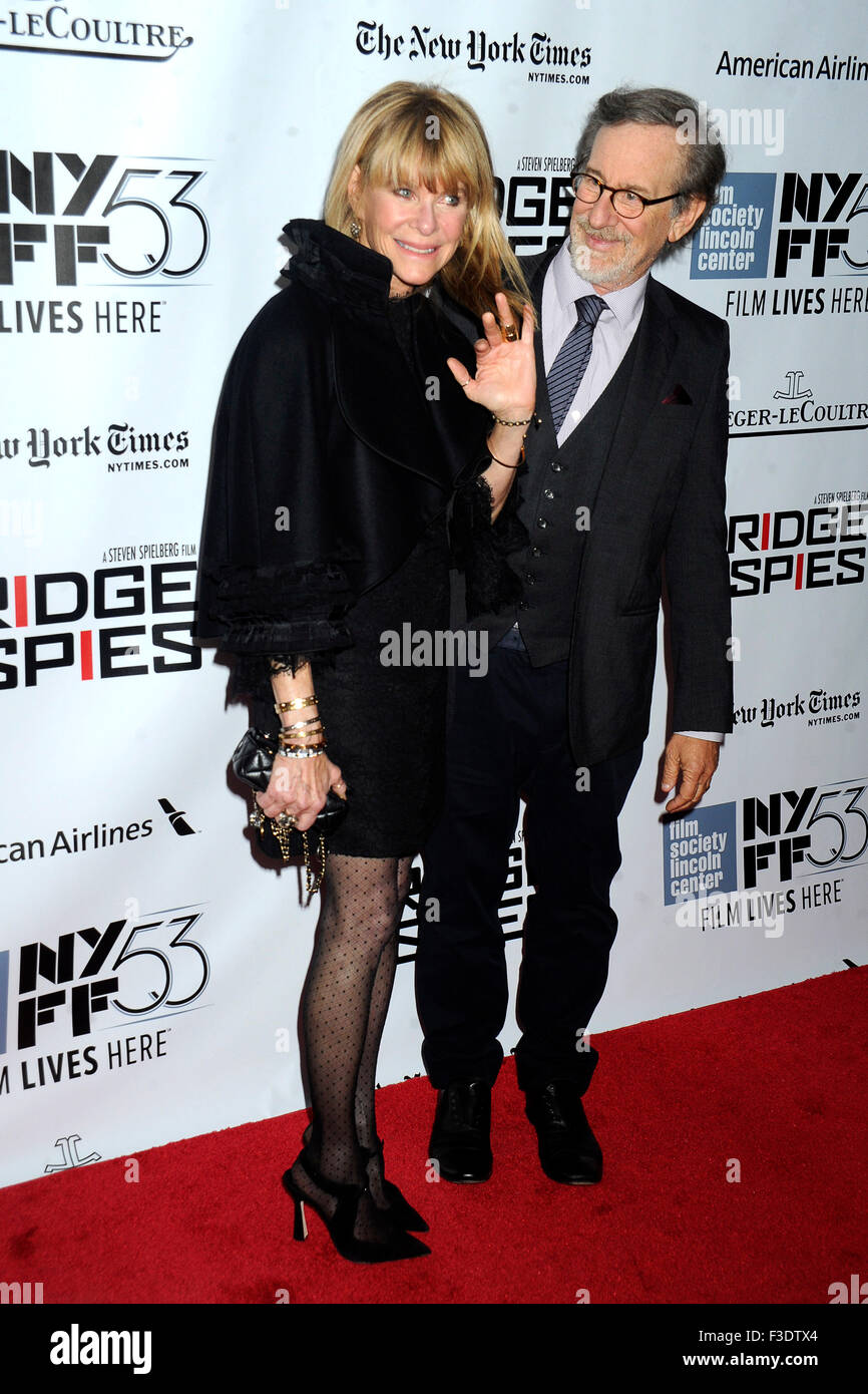 Kate Capshaw and husband Steven Spielberg at the premiere of 'Bridge of ...