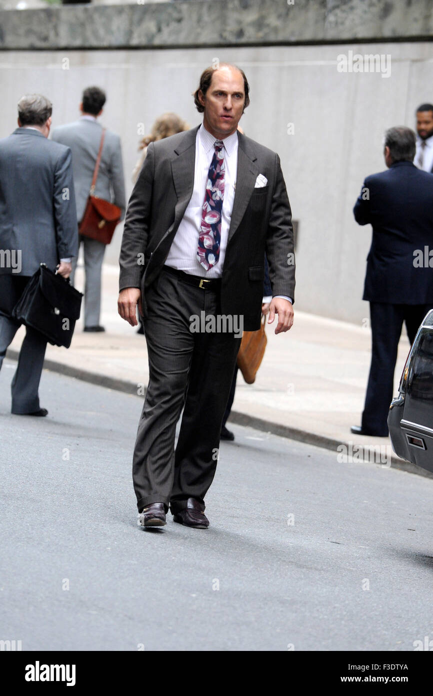 New York. 4th Oct, 2015. Matthew McConaughey filming his new movie ...