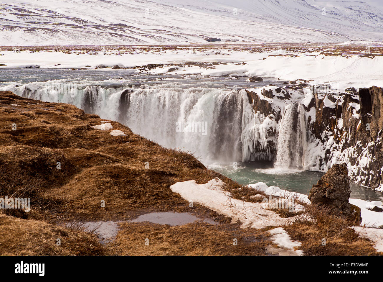 Waterfall Godafoss in Iceland, spring Stock Photo - Alamy