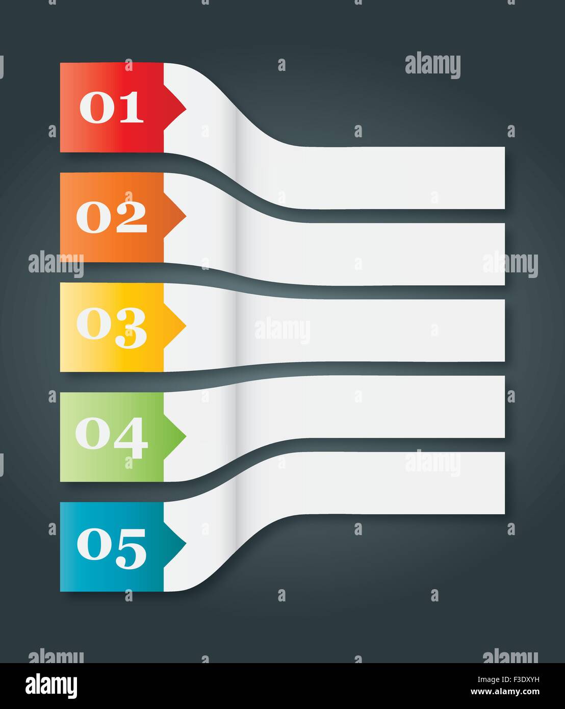 Perspective Set of 5 Numbered Paper Style Headers. vector illustration ...