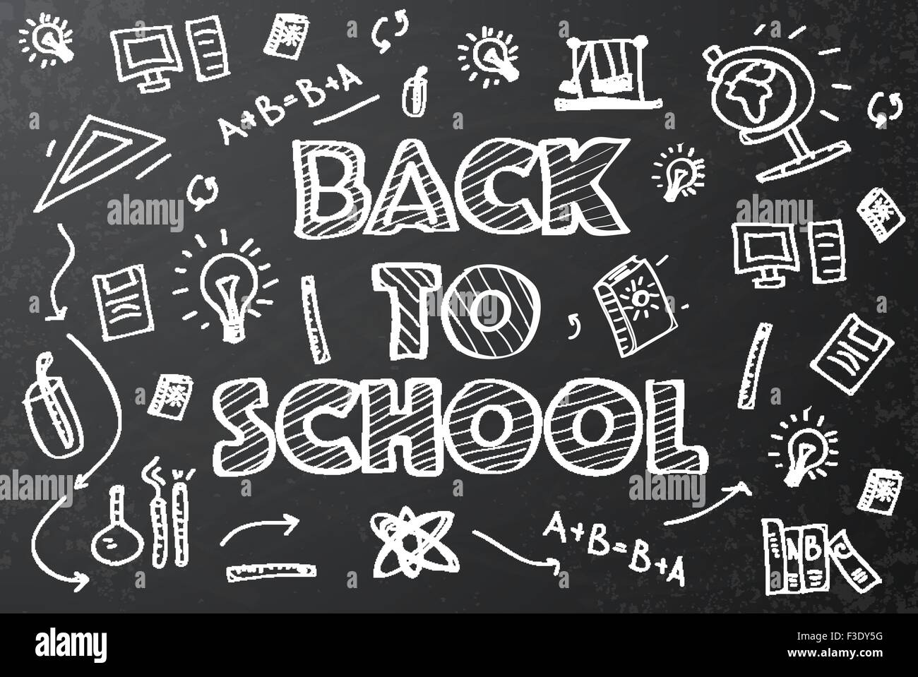 Back to school chalkboard sketch Vector illustration Stock Vector Image ...