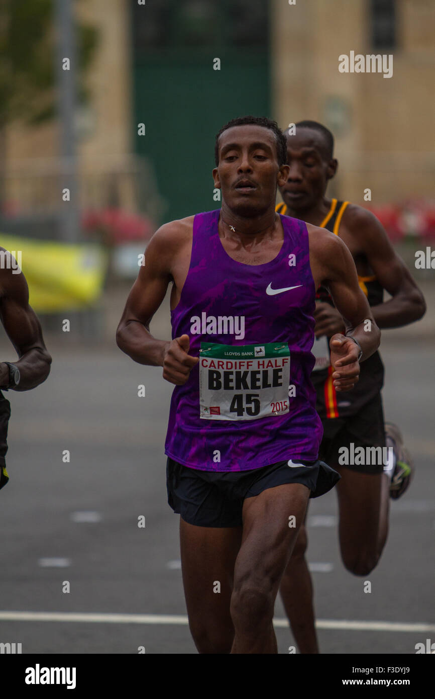 Cardiff, 4th October 2015. Assefa Bekele during the Cardiff Half ...